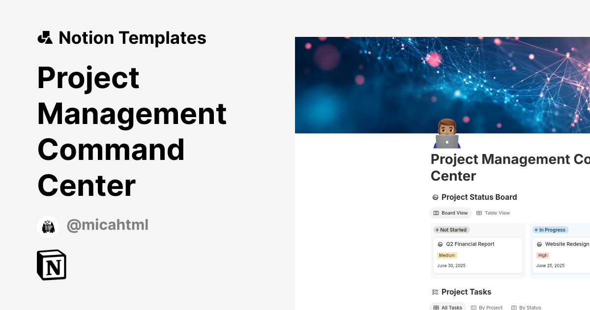 תבנית Project Management Command Center | Marketplace של Notion