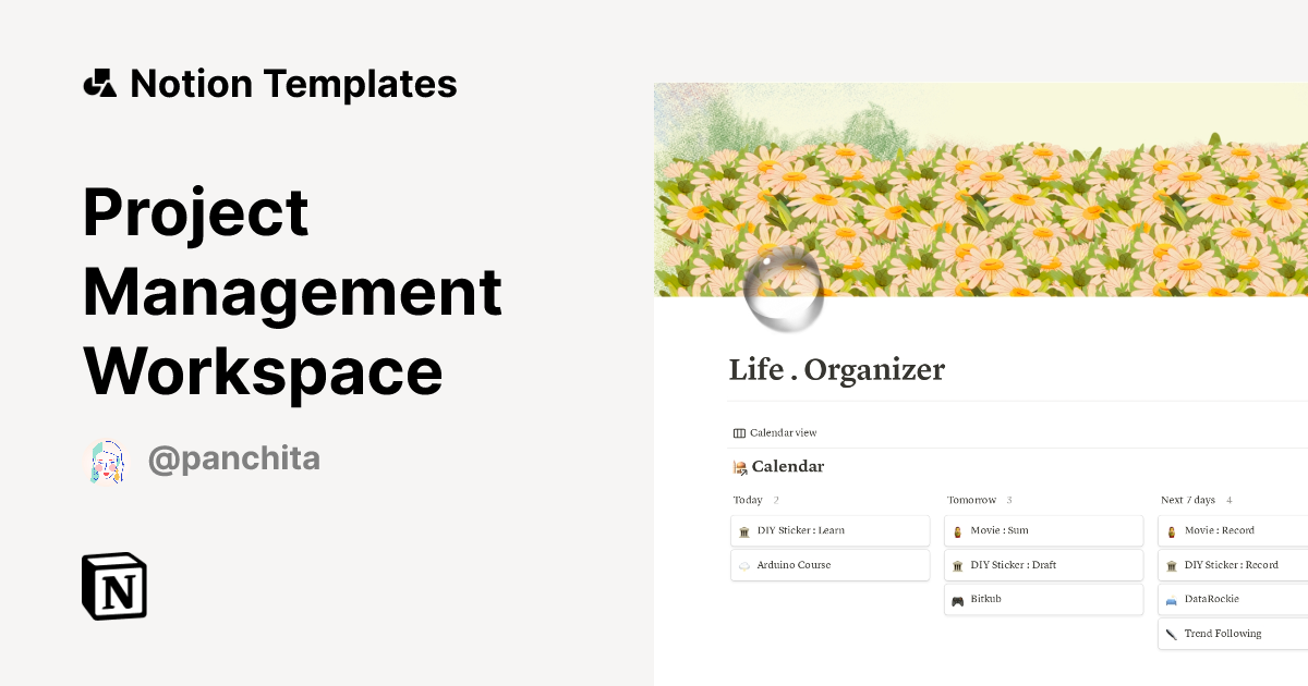 תבנית Project Management Workspace | Marketplace של Notion