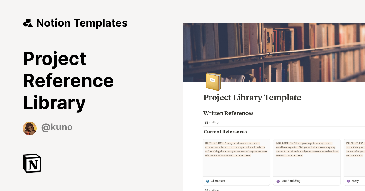 תבנית Project Reference Library מאת Kuno | Marketplace של Notion