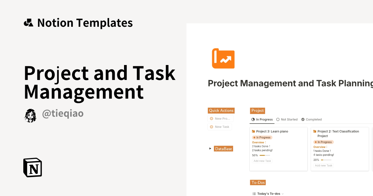 תבנית Project and Task Management | Marketplace של Notion