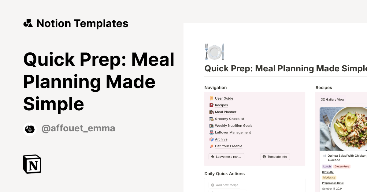 תבנית Quick Prep: Meal Planning Made Simple מאת Affouet_emma ...