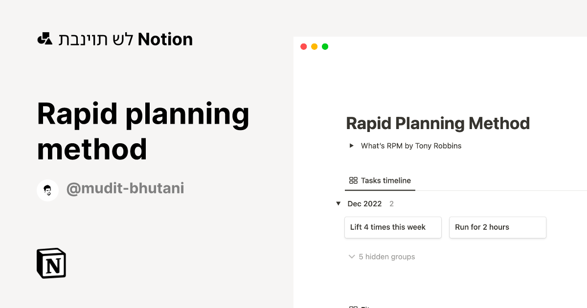 תבנית Rapid planning method מאת Mudit Bhutani | Marketplace של Notion