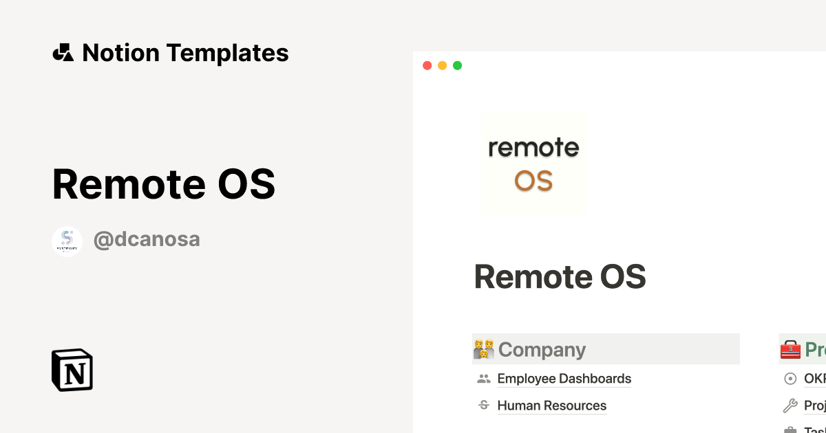 תבנית Remote OS מאת systemify by Daniel Canosa | Marketplace של Notion