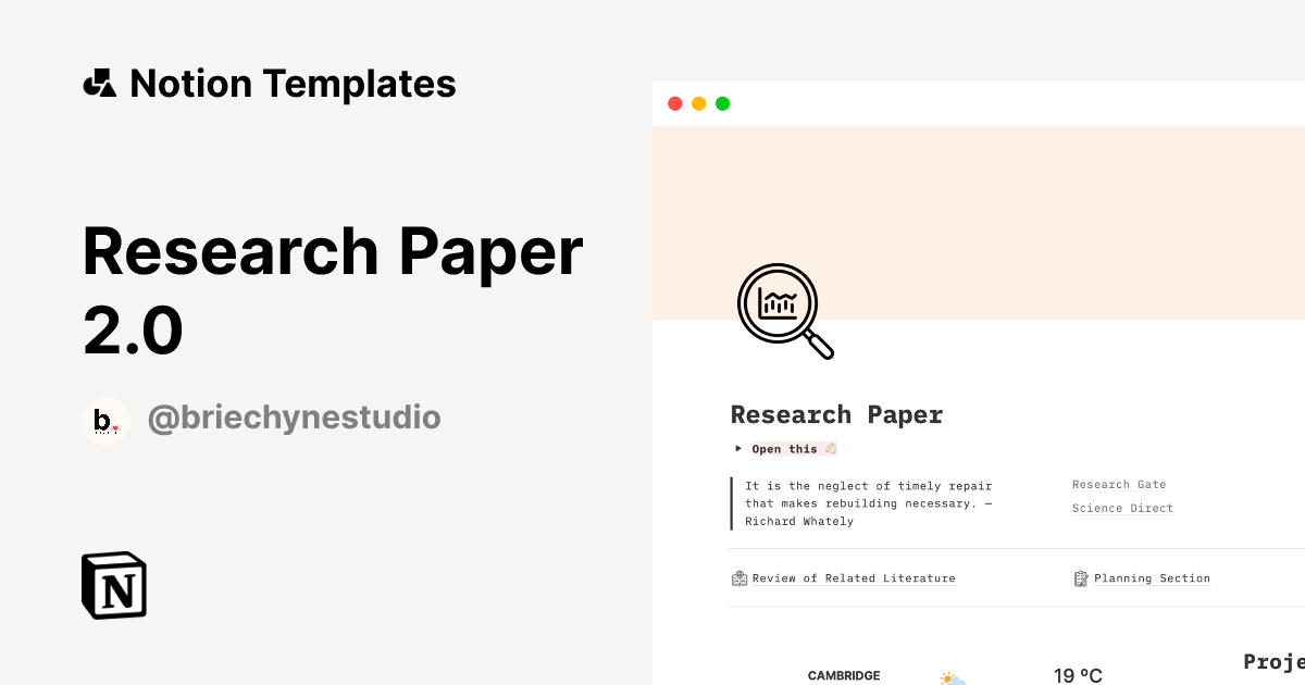 תבנית Research Paper 2.0 | Marketplace של Notion