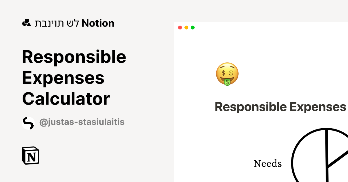 תבנית Responsible Expenses Calculator מאת Justas Stasiulaitis ...