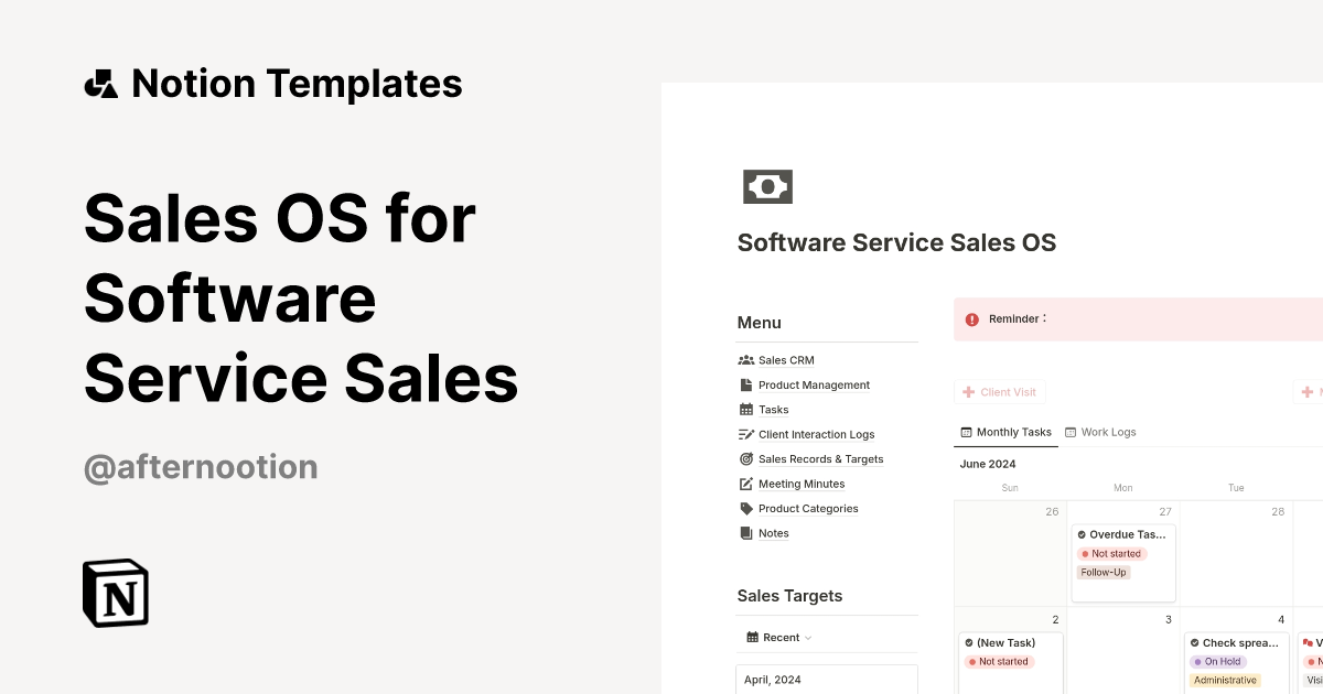 תבנית Sales OS for Software Service Sales מאת After Notion ...