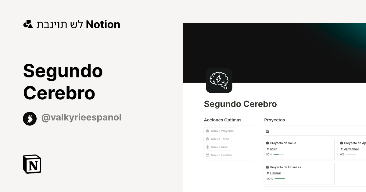 תבנית Segundo Cerebro | Marketplace של Notion