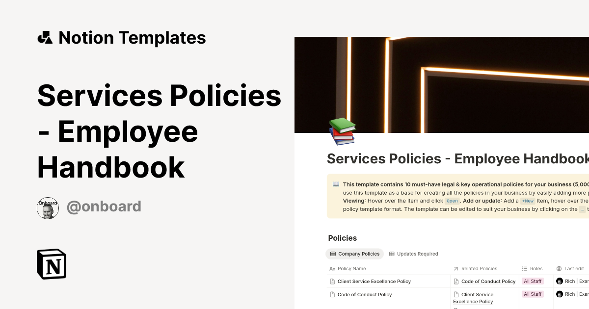 תבנית Services Policies - Employee Handbook מאת Policy | Marketplace של ...