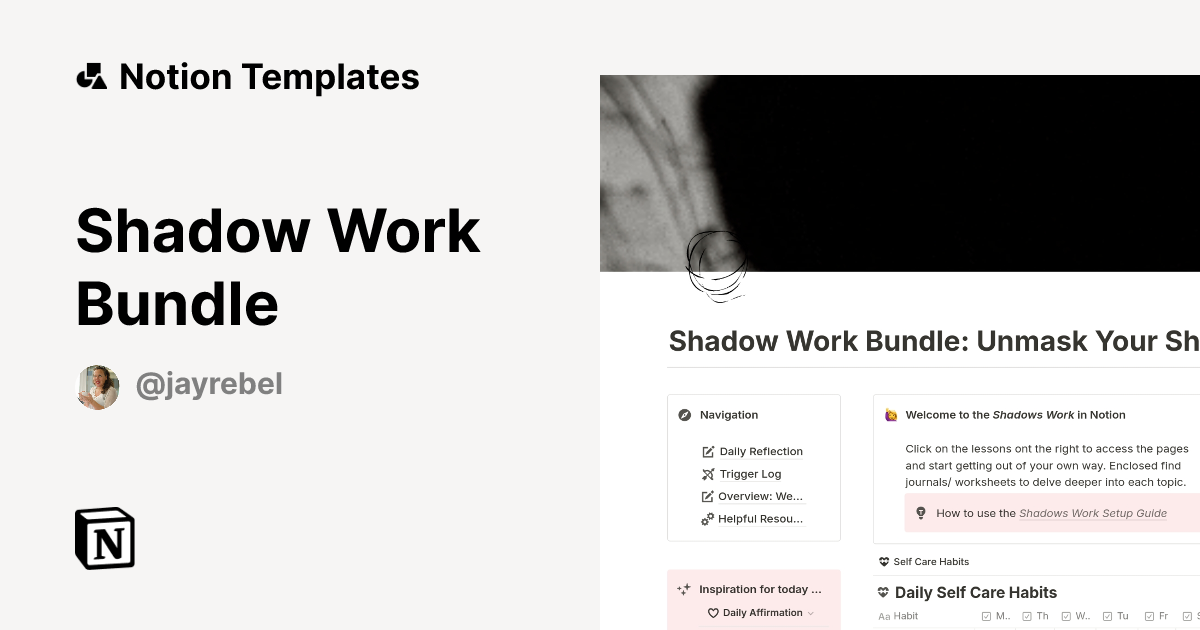 תבנית Shadow Work Bundle | Marketplace של Notion