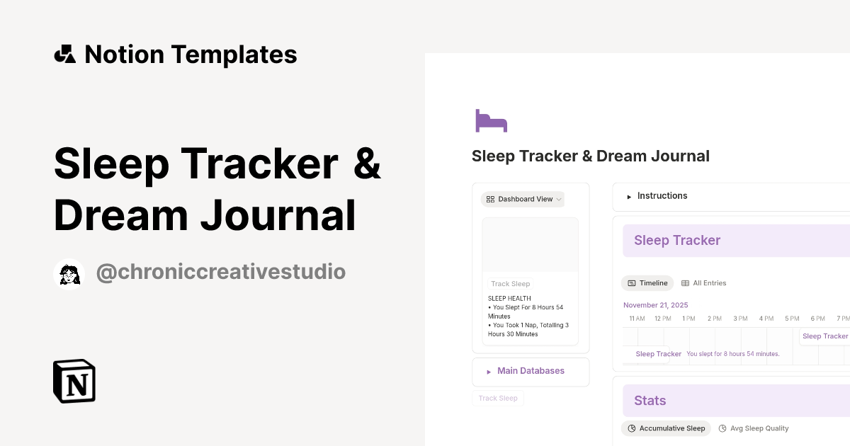תבנית Sleep Tracker & Dream Journal מאת Chronic Creative Studio ...