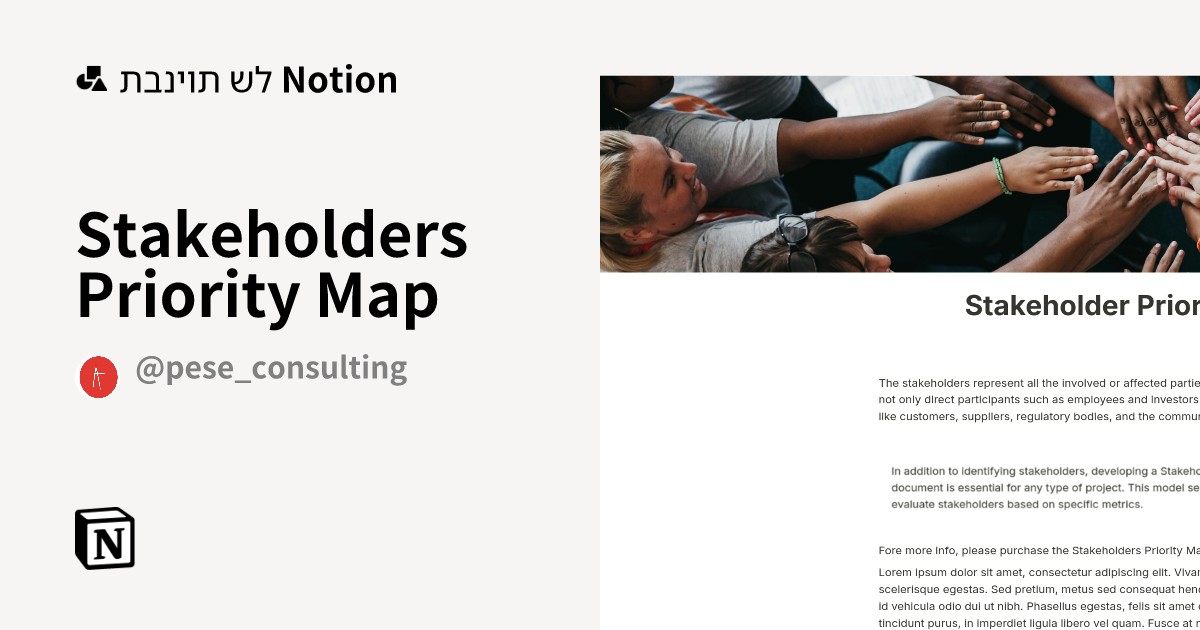 תבנית Stakeholders Priority Map | Marketplace של Notion