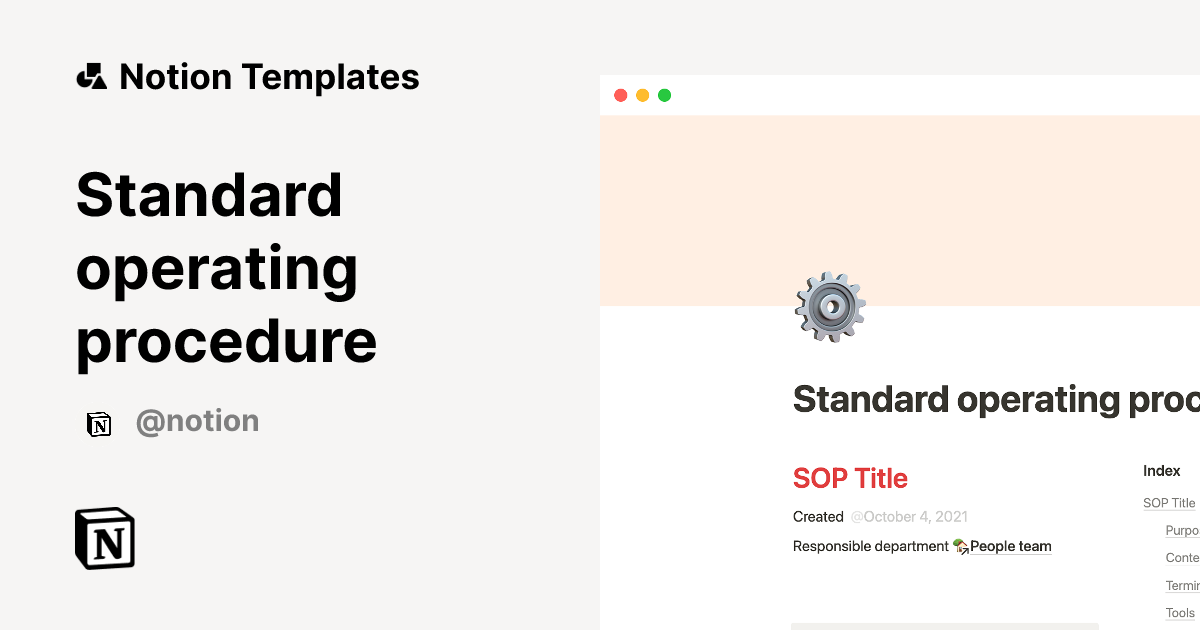 תבנית Standard operating procedure מאת Notion | Marketplace של Notion