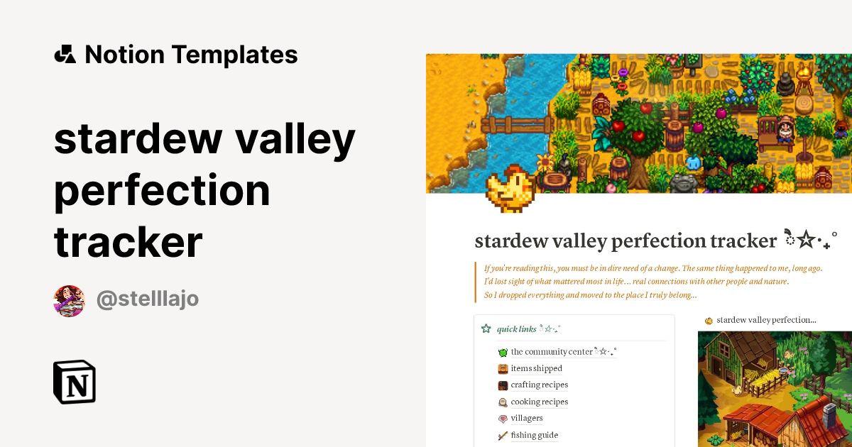 תבנית stardew valley perfection tracker מאת Stella Jo | Marketplace של ...
