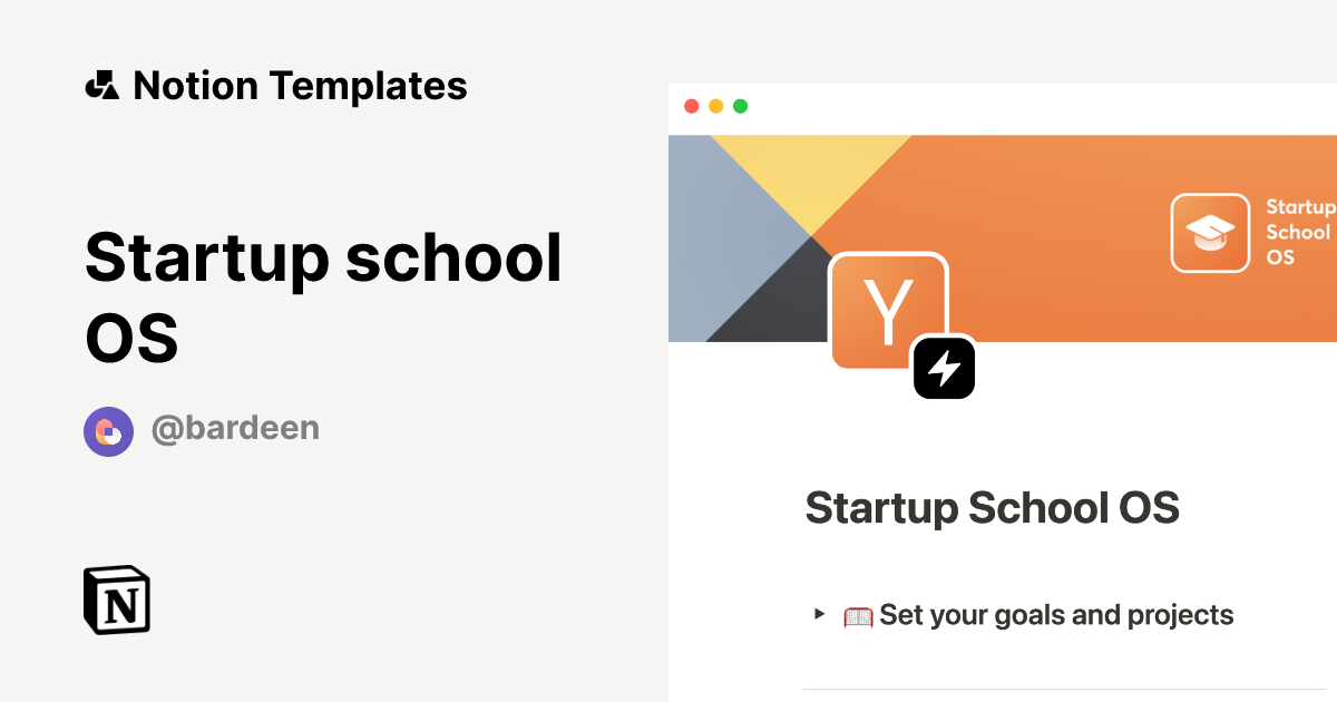 תבנית Startup school OS | Marketplace של Notion