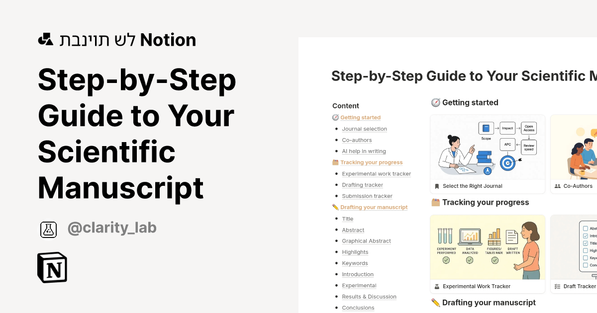 תבנית Step-by-Step Guide to Your Scientific Manuscript מאת Clarity Lab ...