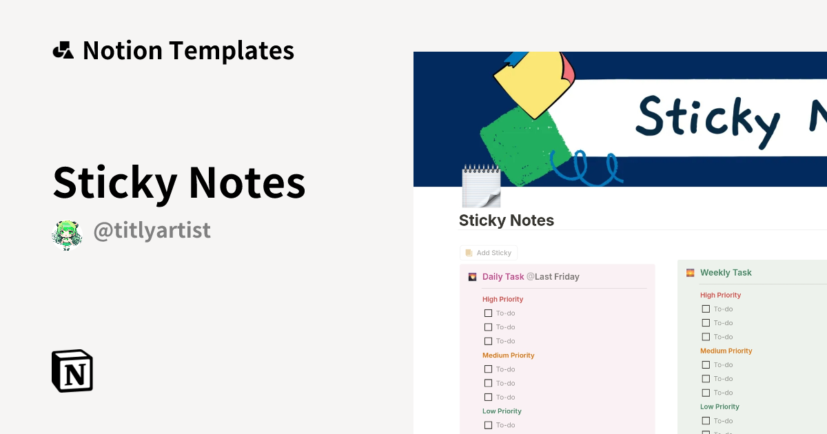 תבנית Sticky Notes | Marketplace של Notion