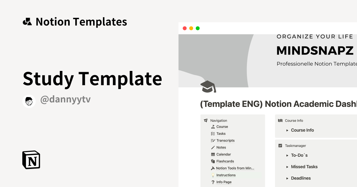 תבנית Study Template | Marketplace של Notion