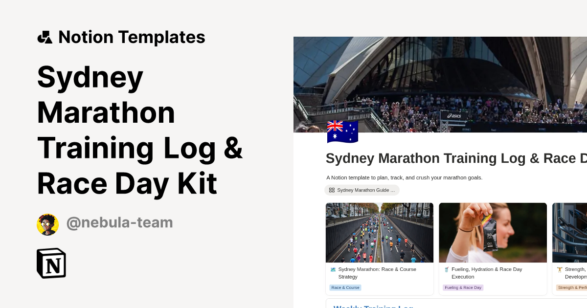 תבנית Sydney Marathon Training Log & Race Day Kit מאת Nebula ...