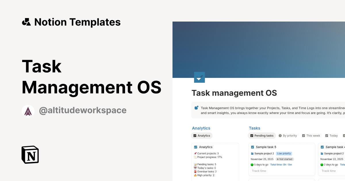 תבנית Task Management OS | Marketplace של Notion