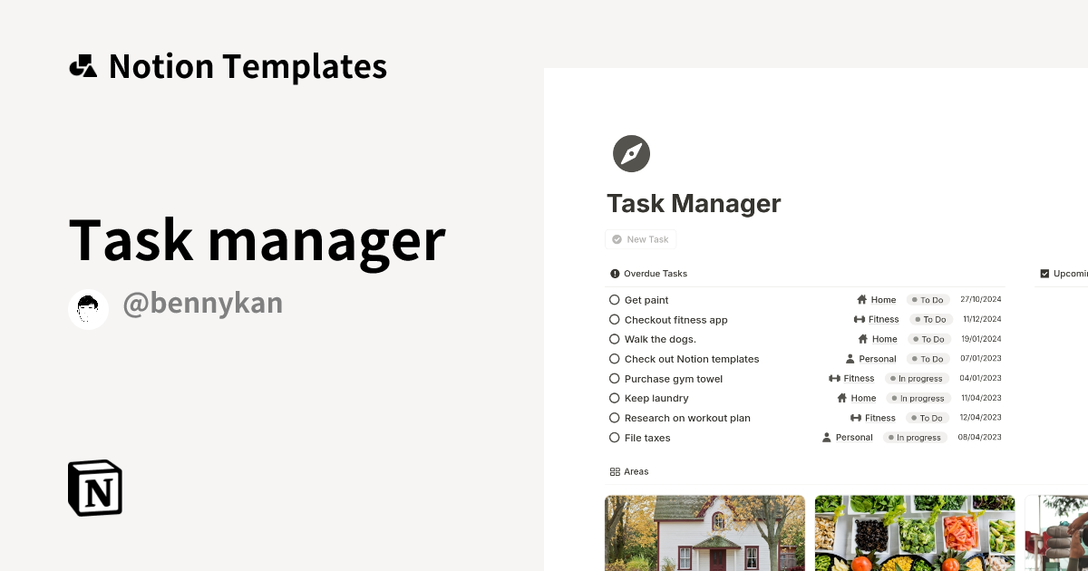 תבנית Task manager | Marketplace של Notion