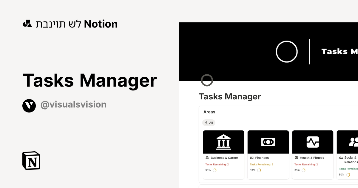 תבנית Tasks Manager | Marketplace של Notion