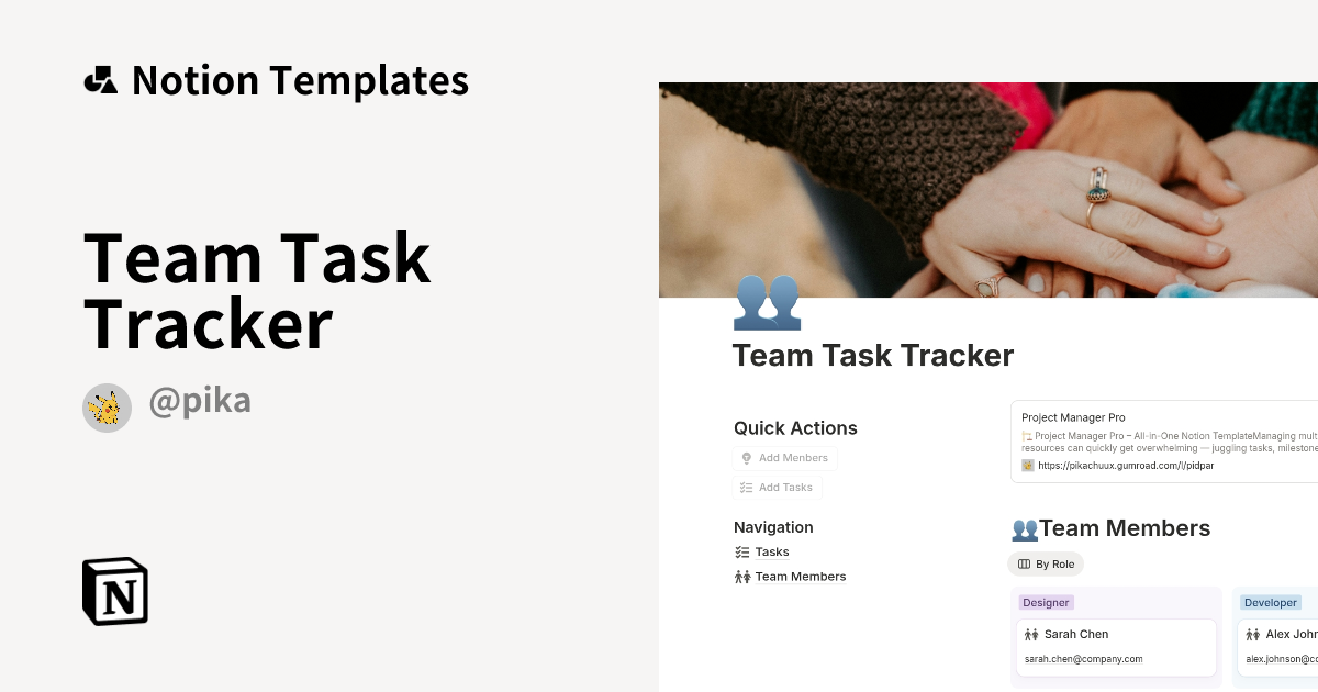 תבנית Team Task Tracker | Marketplace של Notion