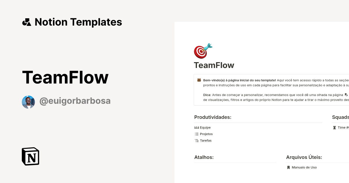 תבנית TeamFlow מאת Igor Barbosa | Marketplace של Notion