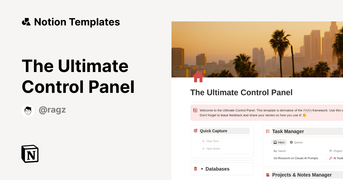 תבנית The Ultimate Control Panel | Marketplace של Notion