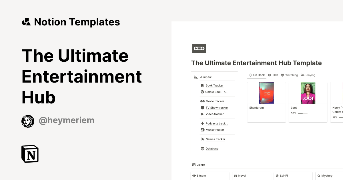 תבנית The Ultimate Entertainment Hub מאת Meriem | Marketplace של Notion