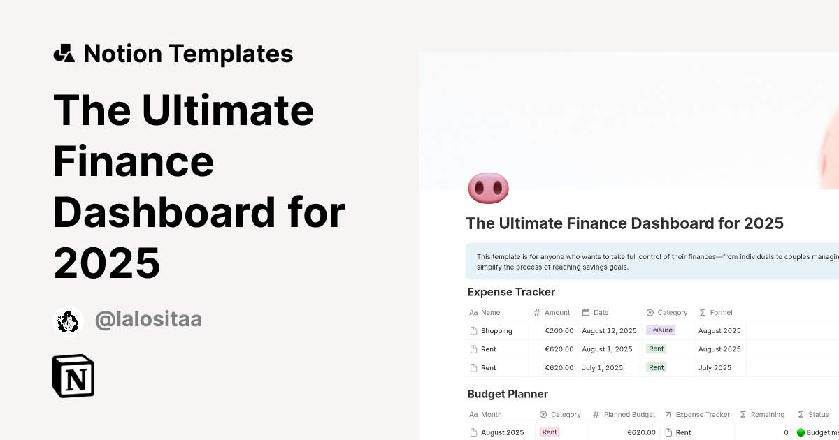 תבנית The Ultimate Finance Dashboard for 2025 | Marketplace של Notion