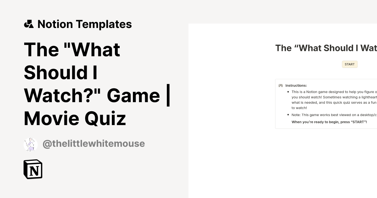 תבנית The "What Should I Watch?" Game | Movie Quiz מאת The Little White ...