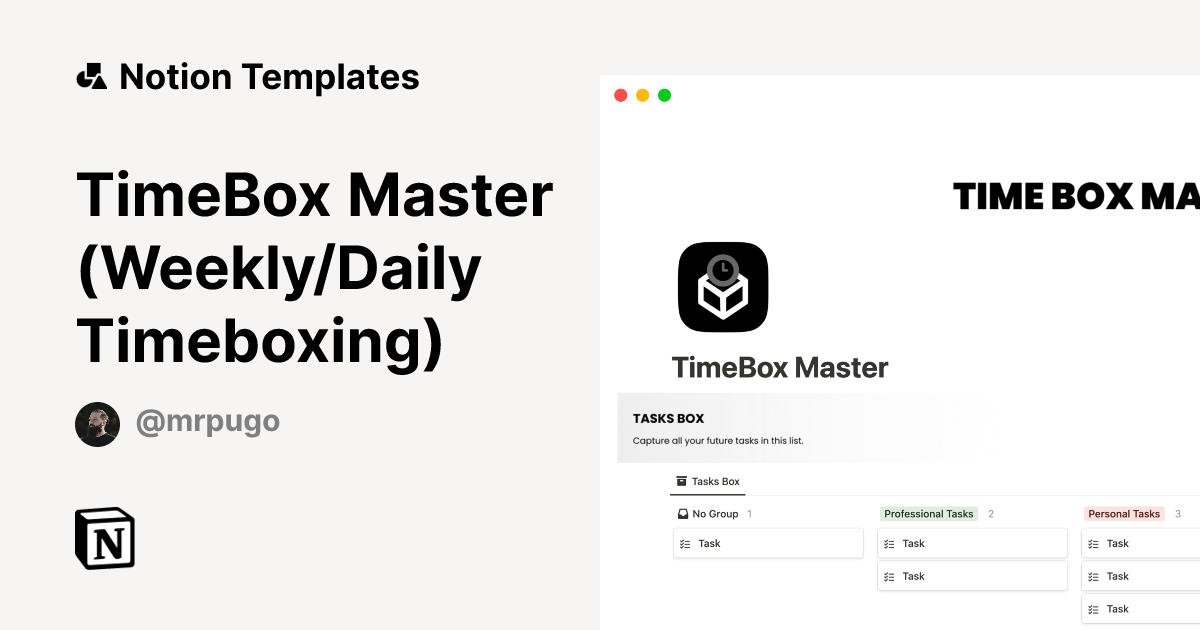 תבנית TimeBox Master (Weekly/Daily Timeboxing) מאת mrpugo | Marketplace ...