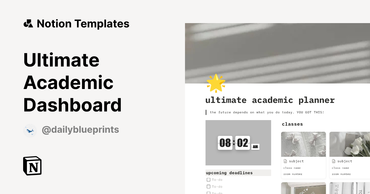 תבנית Ultimate Academic Dashboard | Marketplace של Notion