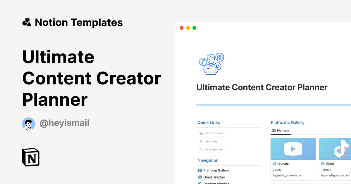 תבנית Ultimate Content Creator Planner מאת heyismail | Marketplace של ...