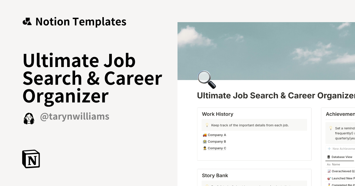 תבנית Ultimate Job Search & Career Organizer | Marketplace של Notion