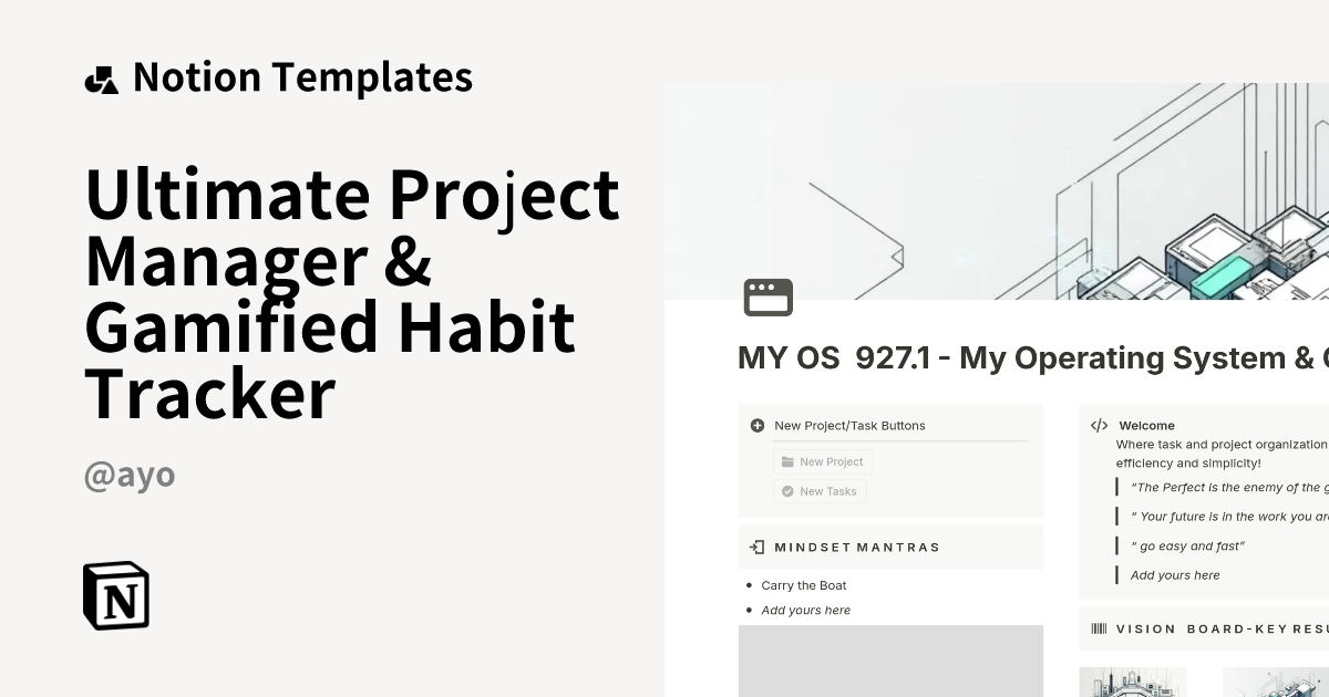 תבנית Ultimate Project Manager & Gamified Habit Tracker מאת Sheila ...