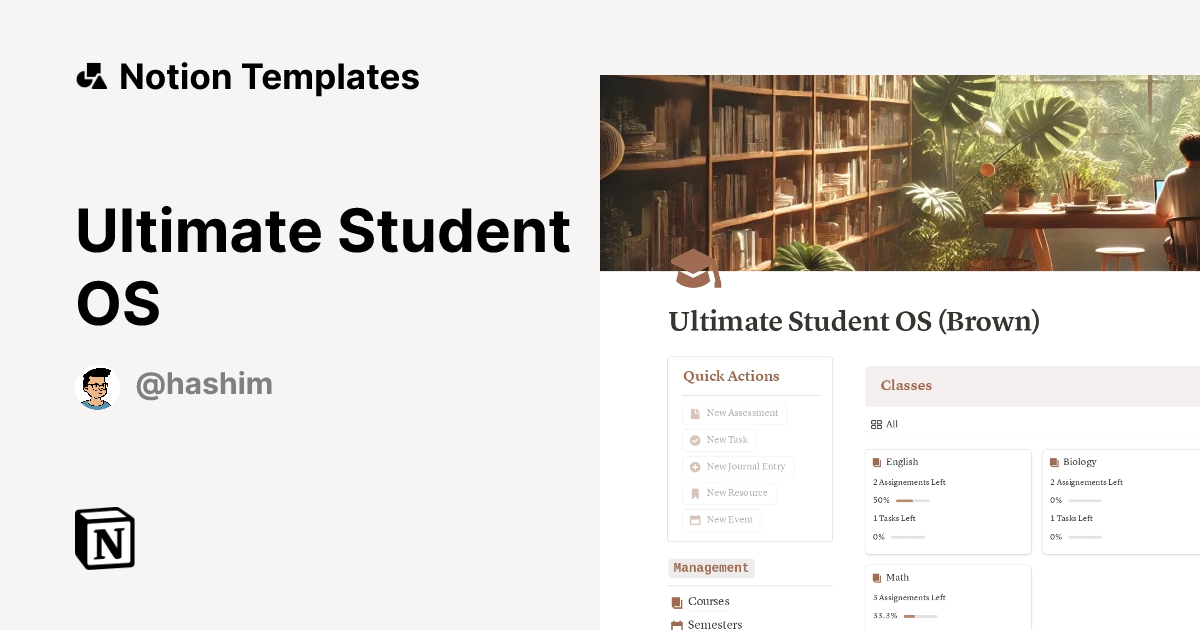 תבנית Ultimate Student OS | Marketplace של Notion