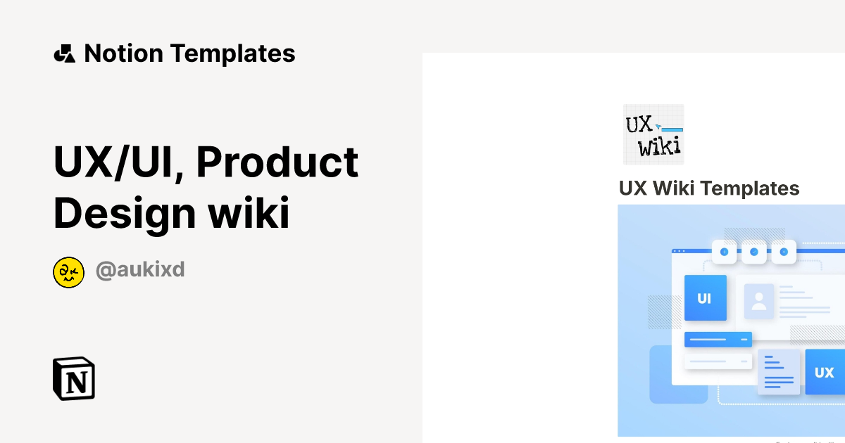 תבנית UX/UI, Product Design wiki מאת Akm Design | Marketplace של Notion