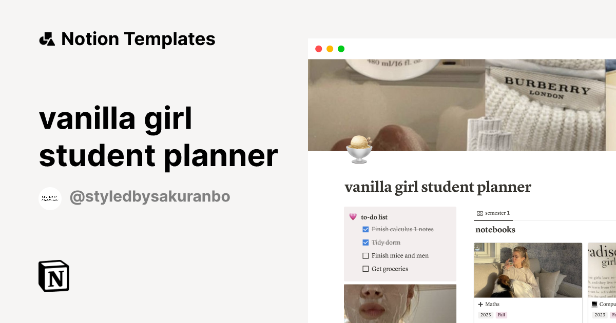 תבנית vanilla girl student planner מאת Styled by Sakuranbo ...