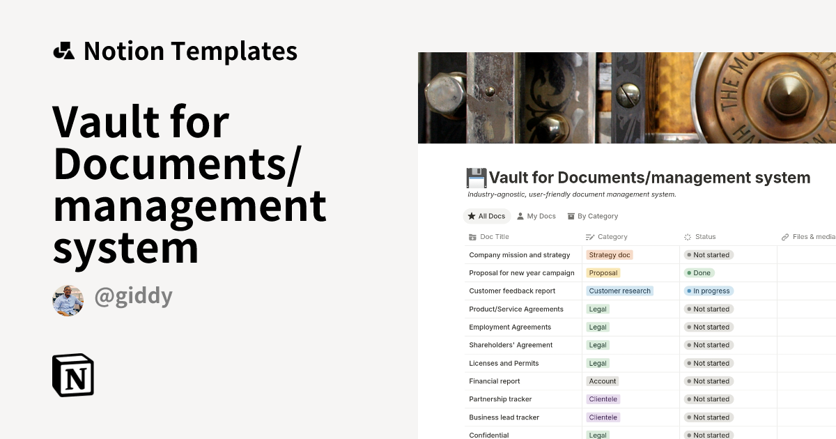 תבנית Vault for Documents/management system מאת Giddy | Marketplace של ...
