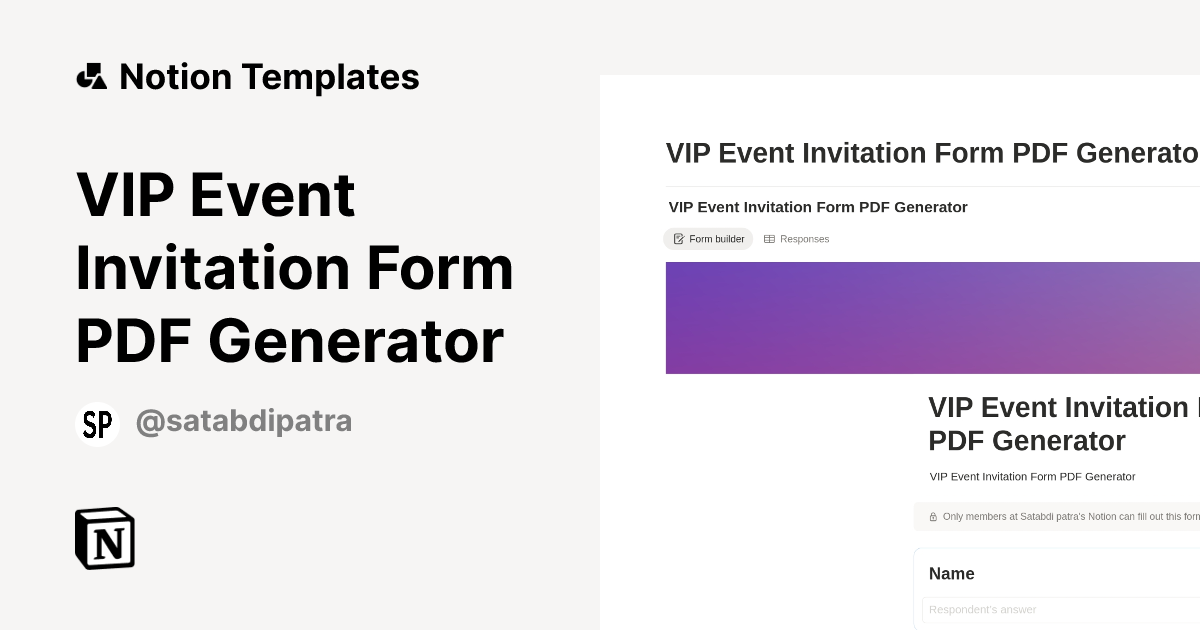 תבנית VIP Event Invitation Form PDF Generator מאת Satabdi Patra ...