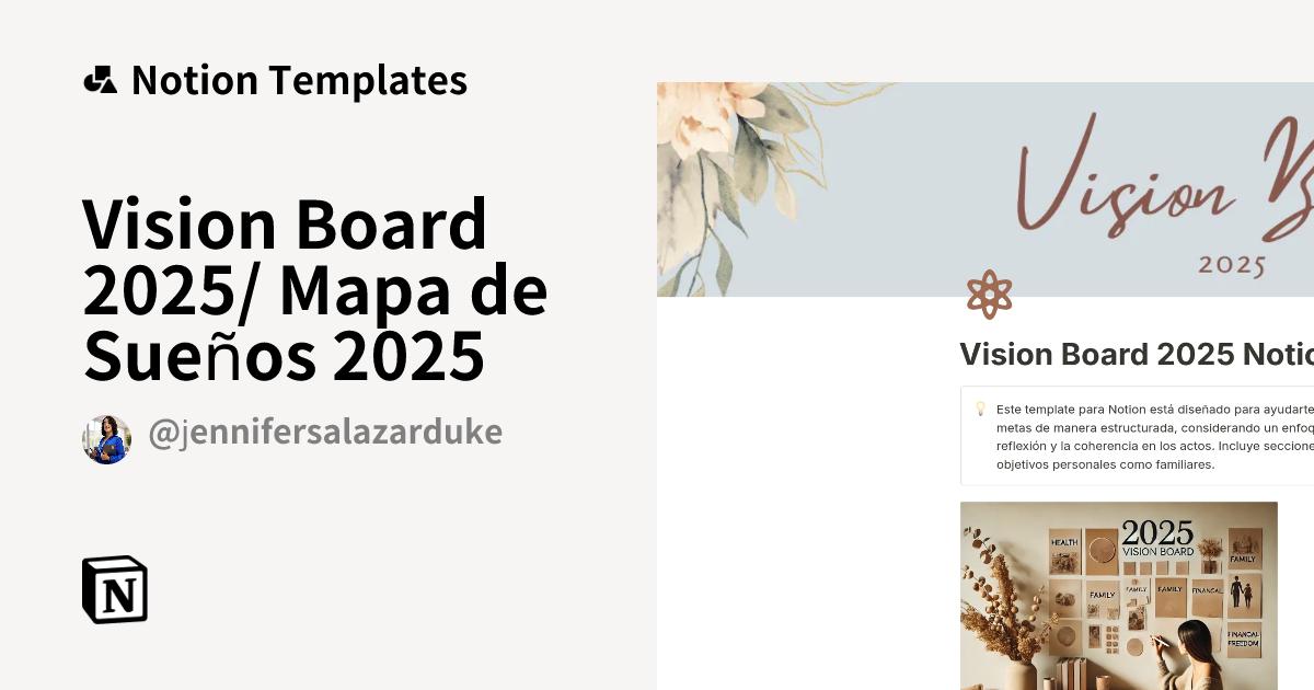 תבנית Vision Board 2025/ Mapa de Sueños 2025 מאת Jennifer Salazar Duke ...