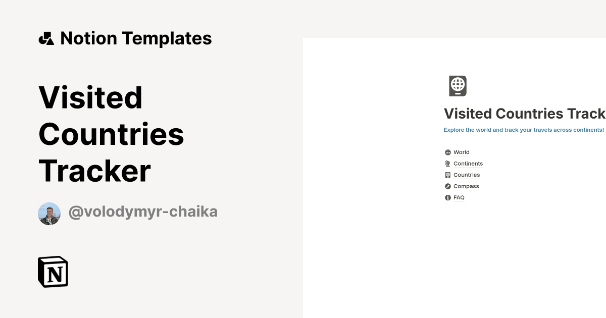 תבנית Visited Countries Tracker מאת Volodymyr Chaika | Marketplace של ...