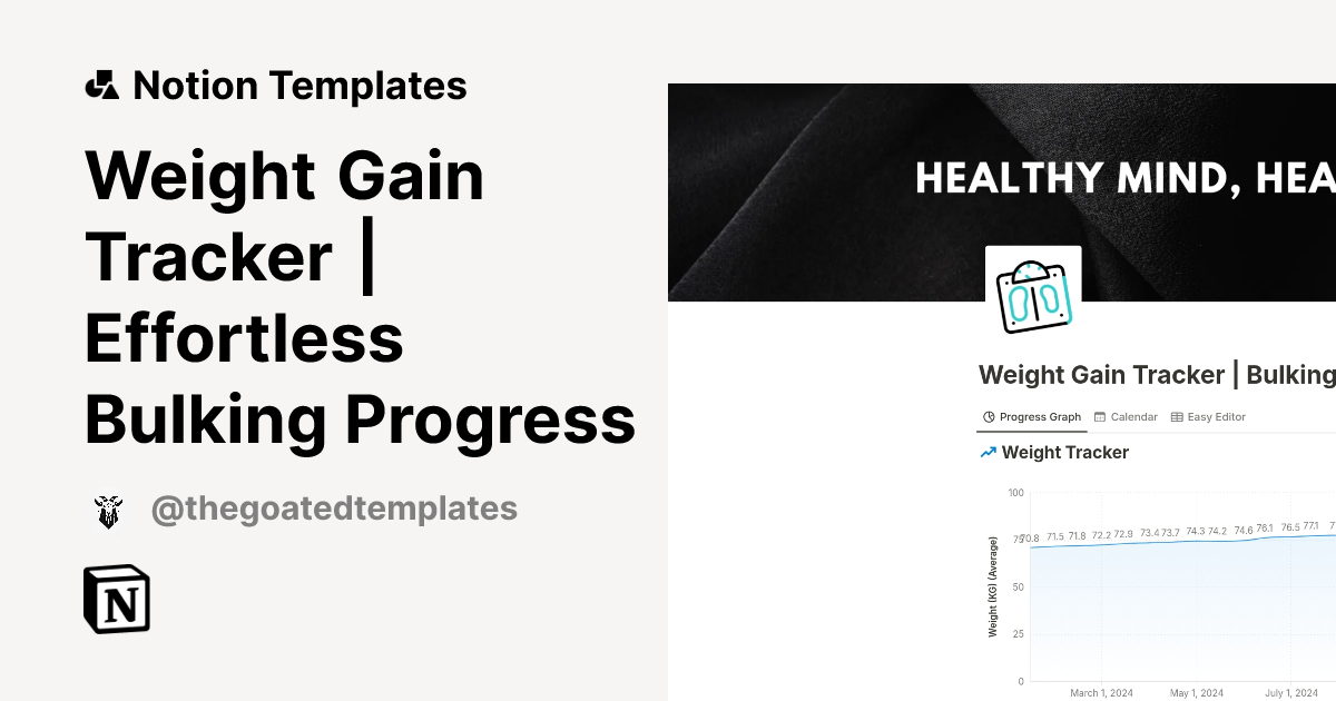 תבנית Weight Gain Tracker | Effortless Bulking Progress מאת The Goated ...