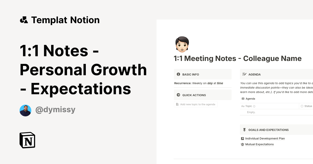 Templat 1:1 Notes - Personal Growth - Expectations | Notion Marketplace