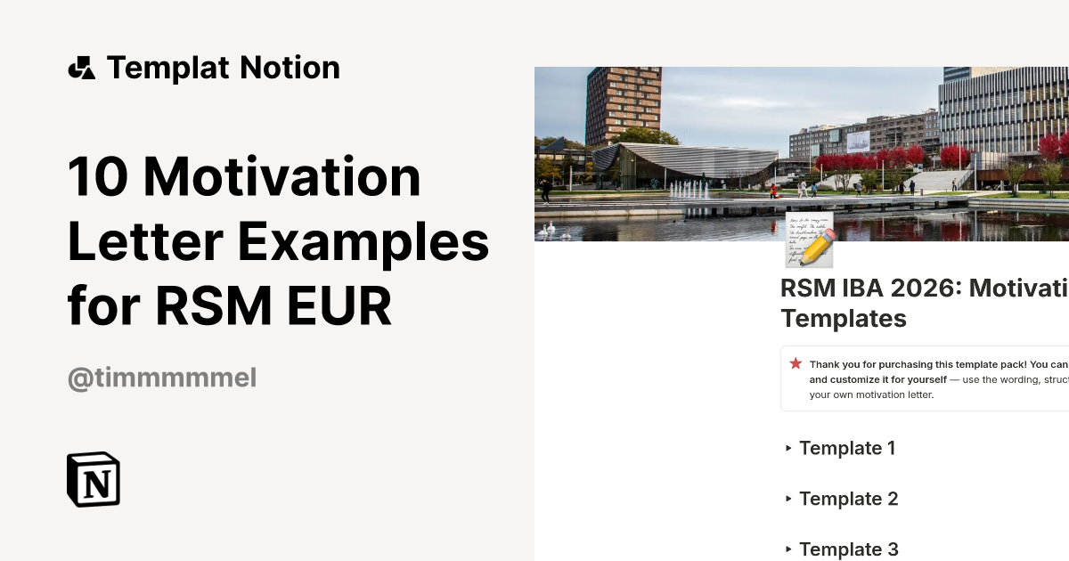 10 Motivation Letter Examples for RSM EUR Templat oleh timmmmel | Notion Marketplace