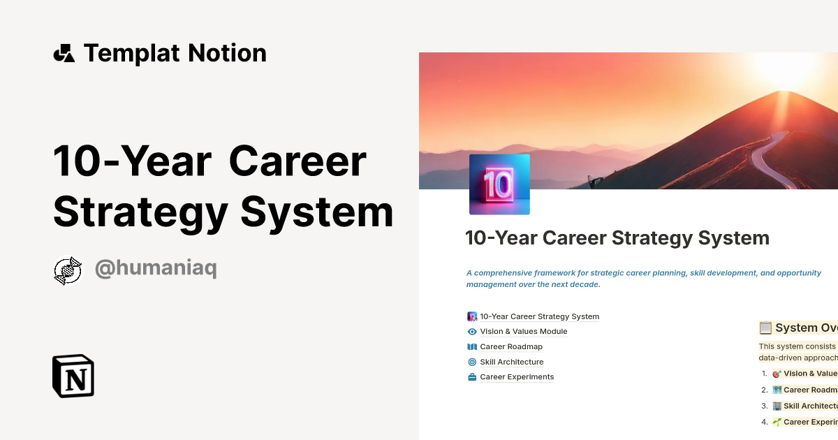 Templat 10-Year Career Strategy System | Notion Marketplace