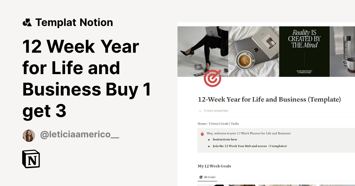 12 Week Year for Life and Business Buy 1 get 3 Templat oleh Plannerfly ...