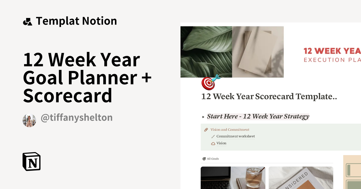 12 Week Year Goal Planner + Scorecard Templat oleh Dr. Tiffany Shelton ...