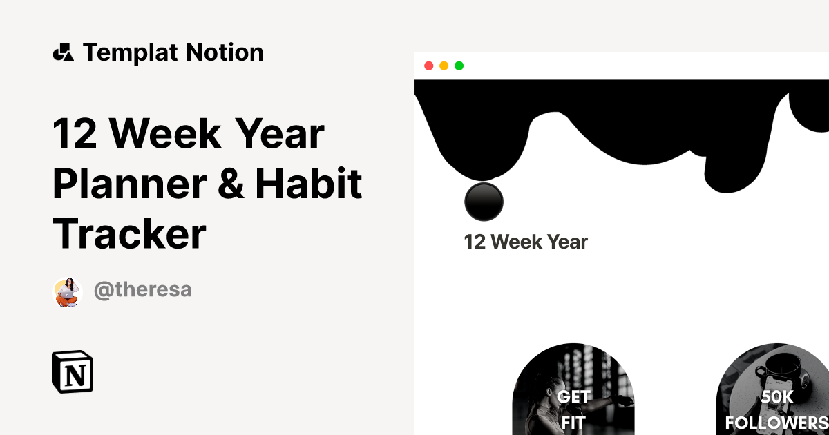 12 Week Year Planner & Habit Tracker Templat oleh Theresa Dinh | Notion ...